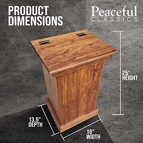 Peaceful Classics Wood Garbage Bin Cabinet - Wooden Trash Can w/Hidden Design, Stylish Kitchen Garbage Can, Amish Made Cabinet Hidden Trash Can, Handmade Waste Bin Cabinet Storage (Cherry)