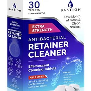 Retainer Cleaner & Denture Cleanser - 30 Effervescent Tablets - 1 Month Supply - Removes Stains, Discoloration, Odors, & Plaque - Clear Aligners, Mouth & Night Guard, All Dental/Oral Appliances