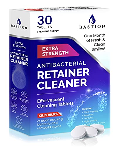 Retainer Cleaner & Denture Cleanser - 30 Effervescent Tablets - 1 Month Supply - Removes Stains, Discoloration, Odors, & Plaque - Clear Aligners, Mouth & Night Guard, All Dental/Oral Appliances