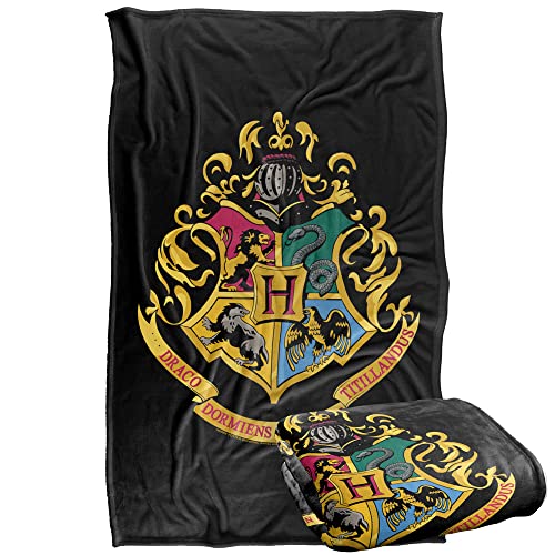 Harry Potter Hogwarts Crest Black Silky Touch Super Soft Throw Blanket 36" x 58",Hogwarts Crest