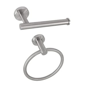 nearmoon 2 pieces bathroom hardware accessories, towel ring and toilet paper holder- stainless steel bathroom towel hanger and hand towel holder, wall mounted (brushed nickel)