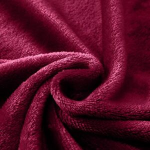 Hannah Linen Queen Fleece Blanket - Super Soft Plush Throw Blanket for Bed - Warm & Cozy Large Microfiber Throw Blanket for Sofa & Couch (90 x 90, Red)