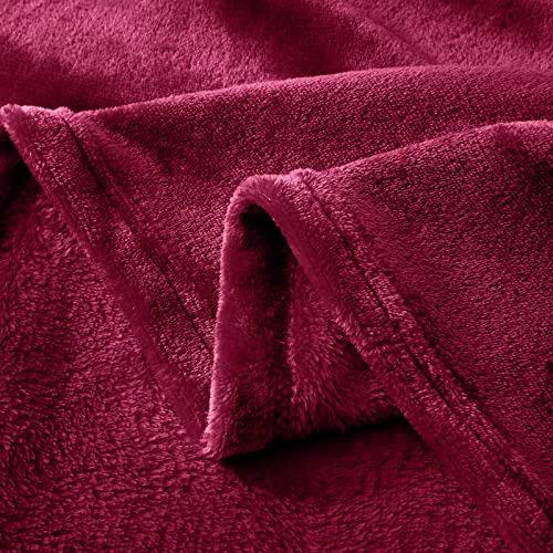 Hannah Linen Queen Fleece Blanket - Super Soft Plush Throw Blanket for Bed - Warm & Cozy Large Microfiber Throw Blanket for Sofa & Couch (90 x 90, Red)