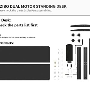 FEZIBO Crank Adjustable Height Standing Desk, 48 x 24 Inches Manual Stand up Desk, Sit Stand Desk with Handle, Home Office Desk with Black Top and Black Frame