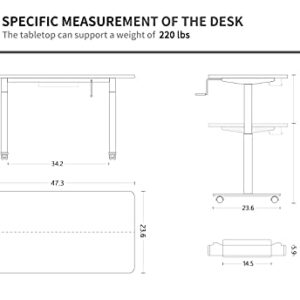 FEZIBO Crank Adjustable Height Standing Desk, 48 x 24 Inches Manual Stand up Desk, Sit Stand Desk with Handle, Home Office Desk with Black Top and Black Frame