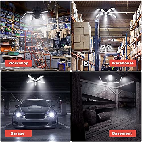 wangdahua LED Garage Light Ceiling 160W Deformable Ceiling Light Fixture,6500K Adjustable 5,5,1 Multi-Position Panels,18000LM LED Shop Lights for Garage,E26,Warehouse Workshop Basement 1 Packs