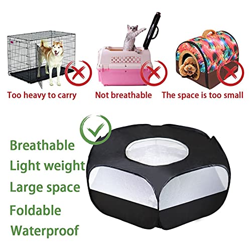 Shu Small Animal Playpen,Pet Playpen with Top Cover Anti Escape,Foldable Breathable Transparent for Dog Cat Bunny Puppy Rabbits Guinea Pig Hamster Chinchillas Cage