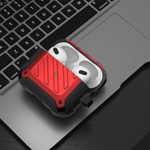 Maxjoy for Airpods 3 Case Cover 2021, Airpods 3 Protective Case Gen 3 Rugged Hard Shell Shockproof Cover with Keychain Compatible with Apple Airpods 3rd Generation Charging Case 2021, Red