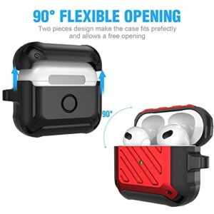 Maxjoy for Airpods 3 Case Cover 2021, Airpods 3 Protective Case Gen 3 Rugged Hard Shell Shockproof Cover with Keychain Compatible with Apple Airpods 3rd Generation Charging Case 2021, Red