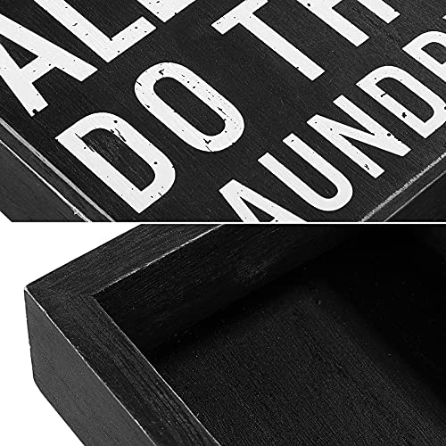 Classic Box Sign Wooden Box Sign Black White Box Sign Decorative Letters Wood Box Plaque for Shelf Living Room Bathroom Laundry Decor (Alexa Do The Laundry)