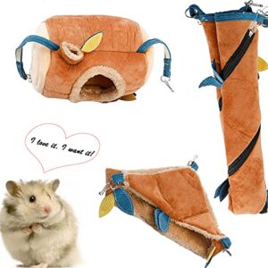 HYDDNice Hamster Hammock Cage Sugar Glider Hanging Fleece Bed Swing Bag Leaf Hanging Tunnel for Guinea Pig Hamster Squirrel