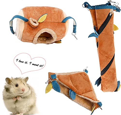 HYDDNice Hamster Hammock Cage Sugar Glider Hanging Fleece Bed Swing Bag Leaf Hanging Tunnel for Guinea Pig Hamster Squirrel