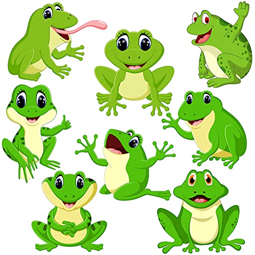 48 Pieces Funky Frogs Cut-Outs Cute Frog Accent Bulletin Board Cut-Outs Spring Bulletin Board School Classroom Cutouts Summer Fall Theme Party Cool Jumping Frogs Cutouts with Glue Point Dots