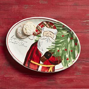 Mud Pie Dolomite Here Comes Santa Christmas Platter, Multi, 14" x 19"