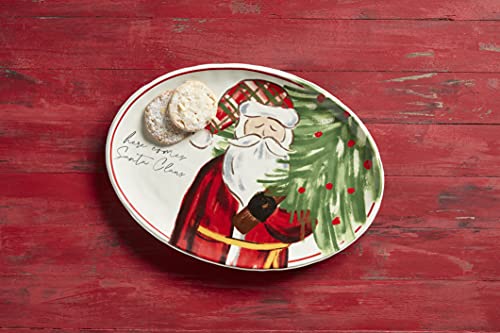 Mud Pie Dolomite Here Comes Santa Christmas Platter, Multi, 14" x 19"