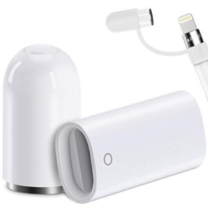 magnetic replacement cap and charger adapter for apple pencil 1st generation (with silicone protective cap holder)