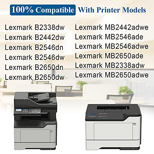 4 Pack Compatible B2338 / B231000 Remanufactured Toner Cartridge Replacement for Lexmark B2442dw B2546dn B2546dw B2650dw MB2338adw MB2546ade MB2650ade MB2650adwe Printer Toner Cartridge (Black).