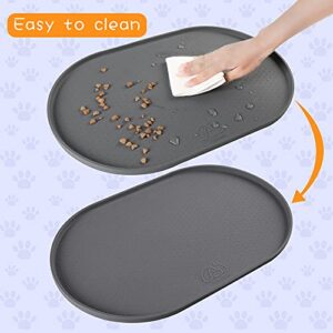 Yacee Silicone Dog Food Mat Waterproof, Easy Clean in Dishwasher, Pet and Cat Mats 0.5" Raised Edges, Placemat Tray to Stop Food Spills and Water Bowl Messes on Floor Large (Small, Gray)