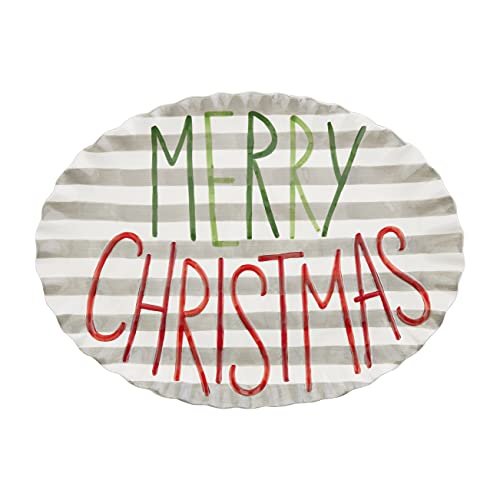 Mud Pie Painted Merry Christmas Platter, 15" X 20"