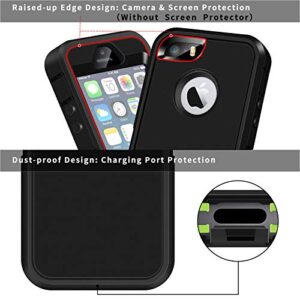 ACAGET iPhone 5S Case, iPhone SE 2016 Case, iPhone 5 Case Heavy Duty Protective Armor Shock-Absorbing Dual Layer Rubber TPU + PC Cover Non-Slip Bumper Phone Cases for iPhone 5S/SE/5 Black