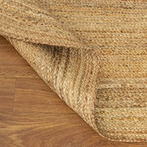 Super Area Rugs All Natural Soft Jute Braided Hand-Woven Rug Natural Beige 2' X 3' Oval