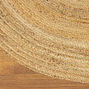 Super Area Rugs All Natural Soft Jute Braided Hand-Woven Rug Natural Beige 2' X 3' Oval