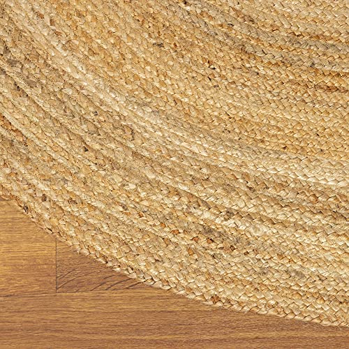 Super Area Rugs All Natural Soft Jute Braided Hand-Woven Rug Natural Beige 2' X 3' Oval