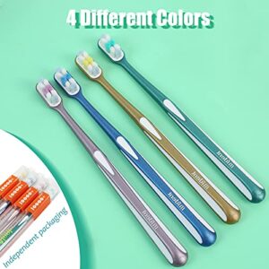 Mident Extra Soft Toothbrush for Sensitive Gums and Teeth, Newly Upgraded 10000 Bristles Micro Nano Manual Toothbrush,Ultra Soft Toothbrushes for Adult, Pregnancy and Junior (4 Pack)