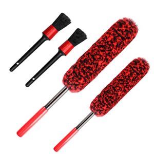 carsgood car wheel brush set (4 pack) - synthetic wool rim brush, car cleaning brush, car detailing brushes, soft washing brushes for cleaning tires