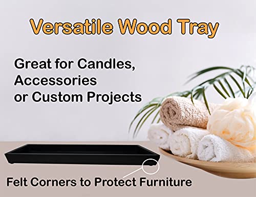 Black Wood Tray - Vanity, Bathroom Toilet Tank Tray, Countertop Organizer, Perfume or Jewelry Storage, Candles or DIY Decor Projects and Centerpieces