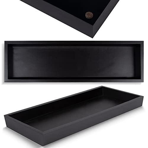 Black Wood Tray - Vanity, Bathroom Toilet Tank Tray, Countertop Organizer, Perfume or Jewelry Storage, Candles or DIY Decor Projects and Centerpieces