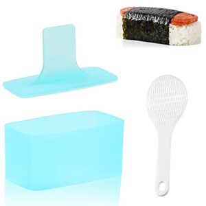 dimvka non stick musubi maker press, non toxic onigiri sushi rice mold, musubi luncheon meat maker mold with small rice paddle (1 pack)