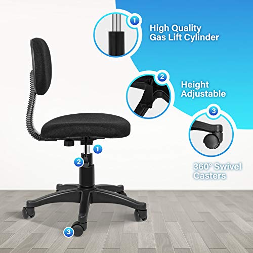 YSSOA Office Ergonomic Mesh Computer Chair with Wheels & Arms, Black with Lumbar Support