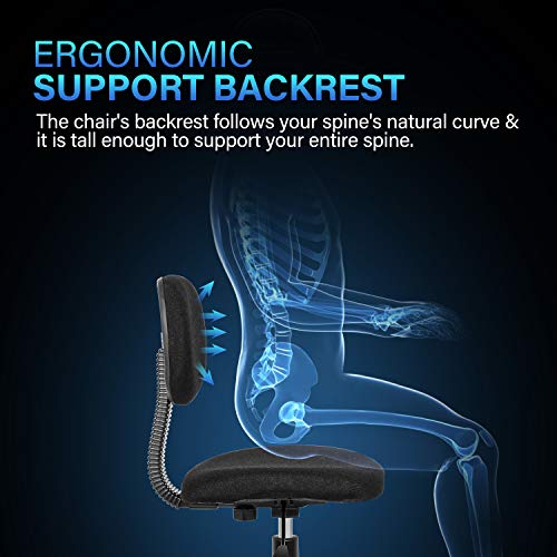 YSSOA Office Ergonomic Mesh Computer Chair with Wheels & Arms, Black with Lumbar Support