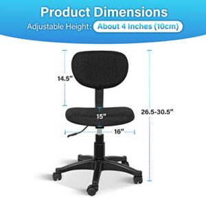 YSSOA Office Ergonomic Mesh Computer Chair with Wheels & Arms, Black with Lumbar Support