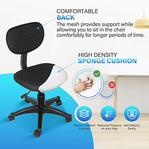 YSSOA Office Ergonomic Mesh Computer Chair with Wheels & Arms, Black with Lumbar Support