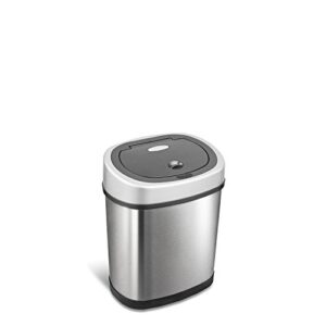 Ninestars DZT-12-9 Trash Can, 3 Gal. 12 L, Stainless Steel (Oval, Silver/Black Lid) & NSTB-3-30 Extra Strong White Trash Bag w/Drawstring Closure, 3 Gal. / 12 L, 30 Count