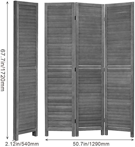 Room Dividers 3 Panel Partition Room Dividers 5.6 Ft Tall Privacy Wall Foldable Room Divider Privacy Screen Wood Screen Room Separator for Home Office Bedroom Restaurant , Gray