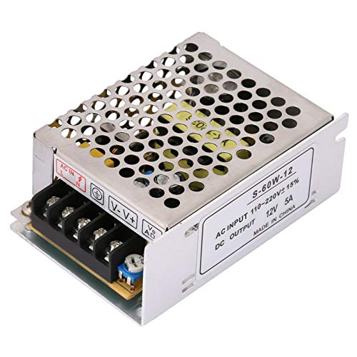 Jeanoko 5A 12V Regulated Switch Voltage Converter Universal AC/DC Output Current Range0~5A Regulated Switch Power Supply for LED