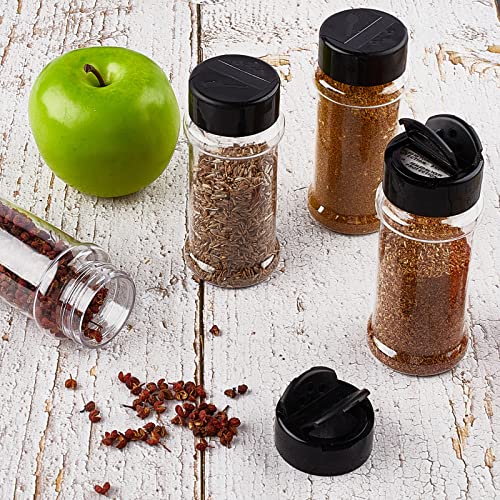 Qeirudu 14 Pack 3 oz Clear Plastic Spice Jars with Shaker Lids and Labels, Empty Spice Bottles Plastic Seasoning Containers for Storing Spice Herbs Powders Salt and Pepper