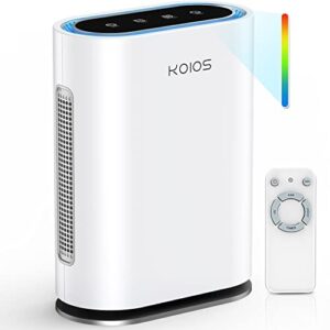 koios home air purifier for large room up to 2100 sq.ft, upgraded h13 true hepa filter, uv light, ionic air cleaner with air quality sensors, odor, mold, bacteria air filter with remote, sleep mode