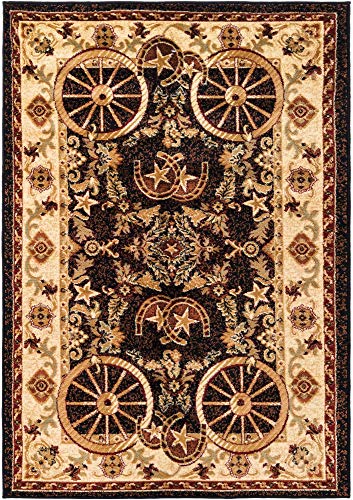 Rugs.com Pioneer Collection Rug – 4' x 6' Black Medium-Pile Rug Perfect for Living Rooms, Large Dining Rooms, Open Floorplans