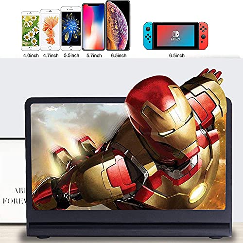 12" Phone Screen Magnifier with Bluetooth Speaker, 3D HD Mobile Phone Magnifying Screen for Videos and Gaming. Fordable Phone Stand with Screen Amplifier, Suitable for All Smartphones