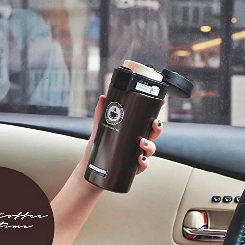 XXHH 380ML 304Food grade stainless steel linerThermos Coffee Mug Double Wall Stainless Steel Tumbler Vacuum Flask bottle thermo Tea mug Travel thermos mug Thermocup. (Black)