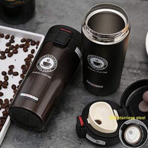 XXHH 380ML 304Food grade stainless steel linerThermos Coffee Mug Double Wall Stainless Steel Tumbler Vacuum Flask bottle thermo Tea mug Travel thermos mug Thermocup. (Black)