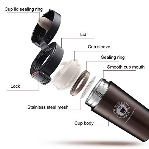 XXHH 380ML 304Food grade stainless steel linerThermos Coffee Mug Double Wall Stainless Steel Tumbler Vacuum Flask bottle thermo Tea mug Travel thermos mug Thermocup. (Black)