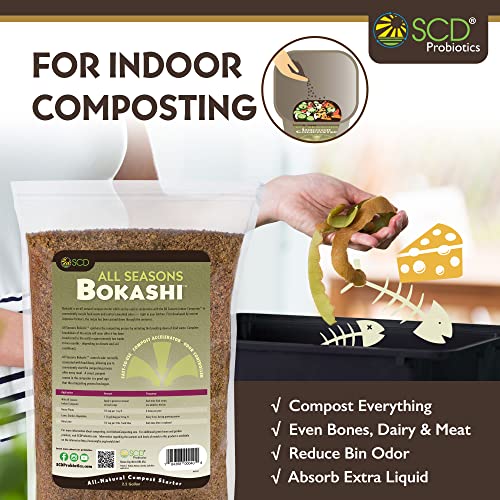 All Seasons Bokashi Compost Starter 5 lbs (2 Gallon) - Dry Bokashi Bran for Kitchen Compost Bin - Compost Food & Pet Waste Quickly & Easily with Low Odor by SCD Probiotics