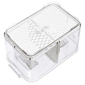 Benzoyl Food Storage Containers Fridge Produce Saver, Stackable Refrigerator Organizer Keeper Foldable lid with Removable Drain Tray for Produce, Fruits, Vegetables 2800ML