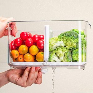 Benzoyl Food Storage Containers Fridge Produce Saver, Stackable Refrigerator Organizer Keeper Foldable lid with Removable Drain Tray for Produce, Fruits, Vegetables 2800ML