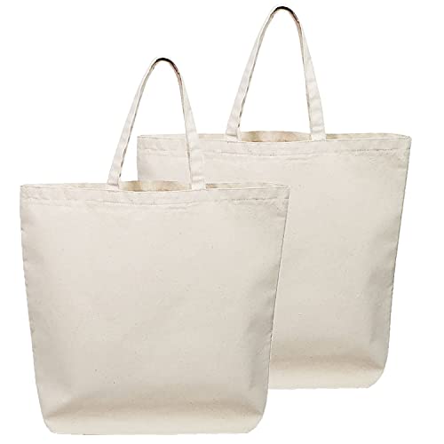 Made in USA Extra Large Canvas Reusable Shopping Grocery Tote Bags 2 Pack